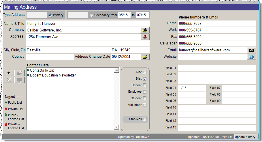 Mailing Address Screen View